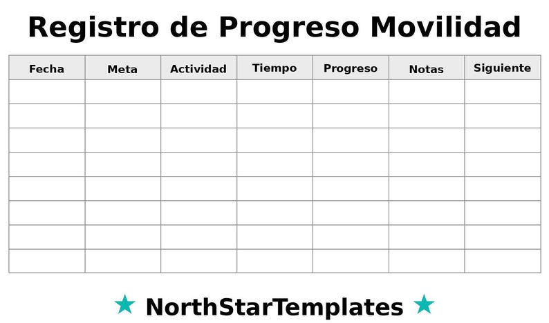 Mobility Progress Log Premium Printable and Editable Template DE EN ES ...