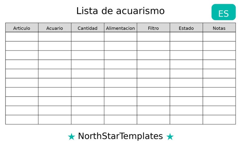 Aquarium Checklist Premium Printable and Editable Template DE EN ES - Etsy