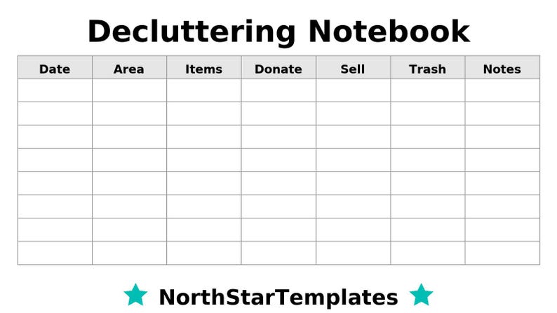 Decluttering Notebook Premium Printable and Editable Template DE EN ES ...