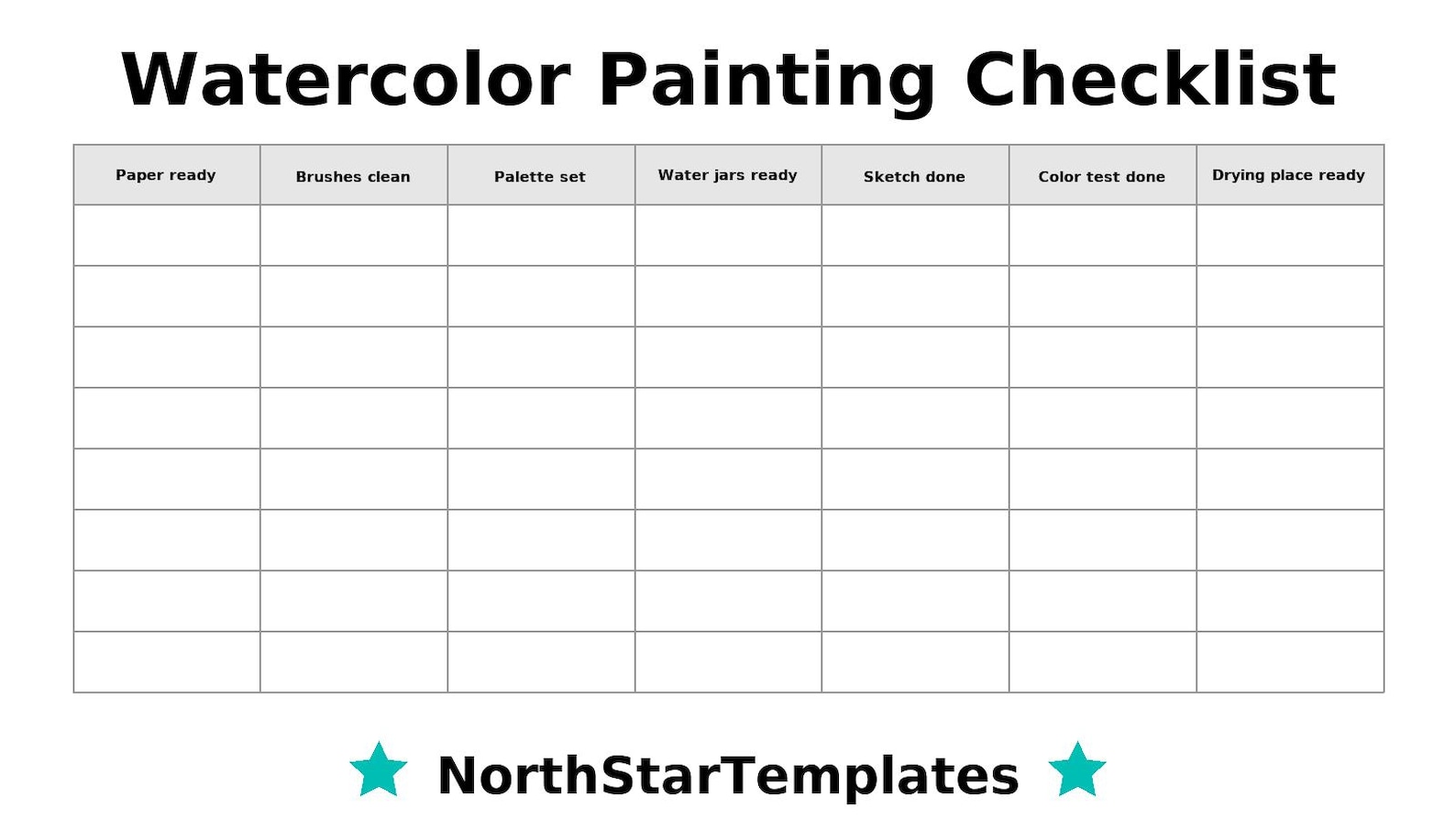 Watercolor Painting Checklist Premium Printable and Editable Template ...
