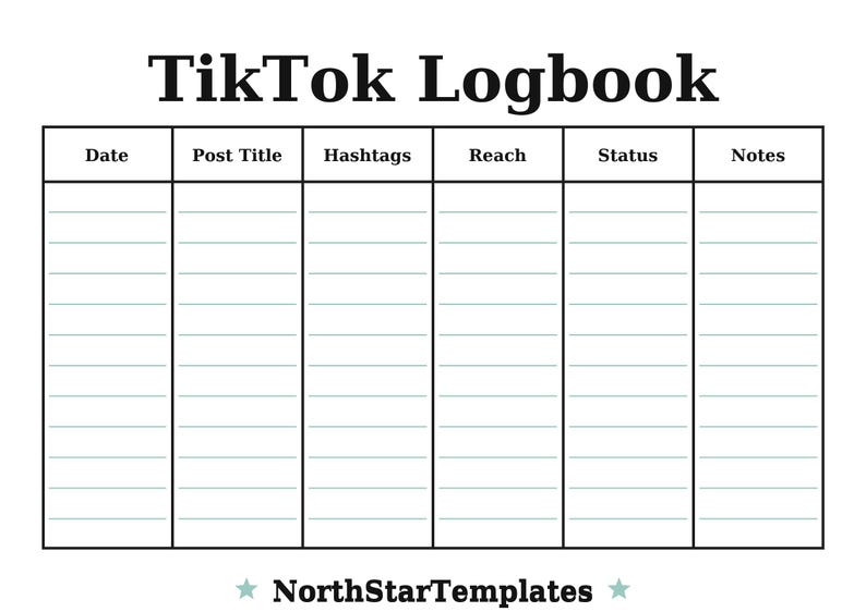Tiktok Logbook Premium Printable and Editable Template DE EN ES - Etsy