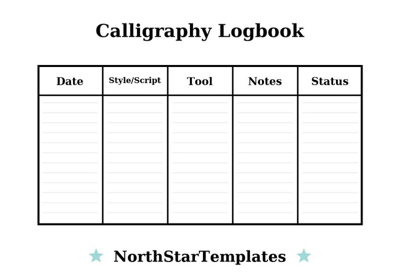 Calligraphy Logbook Premium Printable and Editable Template DE EN ES ...