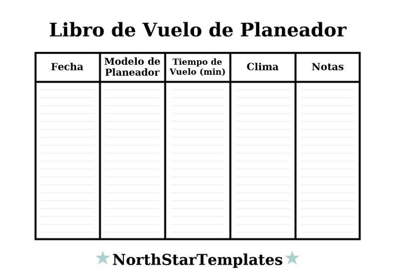 Glider Flight Logbook Premium Printable and Editable Template DE EN ES ...