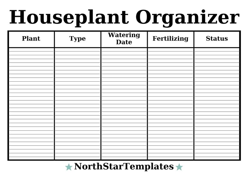 Houseplant Organizer — Premium Printable & Editable Template DE EN ES ...