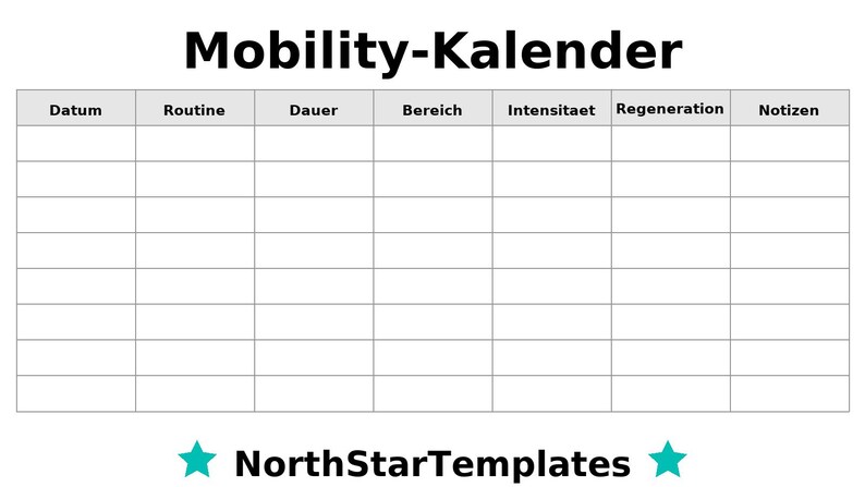 Mobility Calendar Premium Printable and Editable Template DE EN ES ...