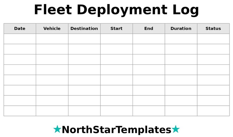 Deployment Log - Fleet Premium Printable and Editable Template DE EN ES ...