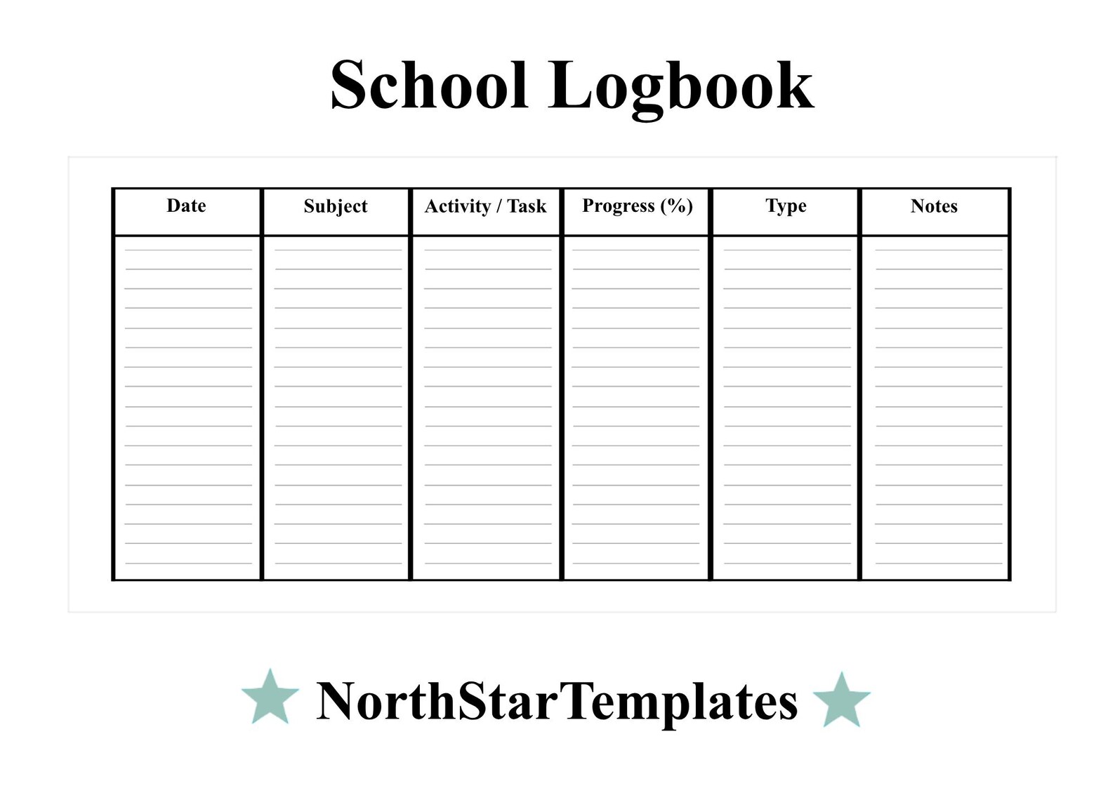 School Logbook Premium Printable and Editable Template DE EN ES - Etsy