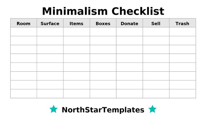 Minimalism Checklist Premium Printable and Editable Template DE EN ES ...