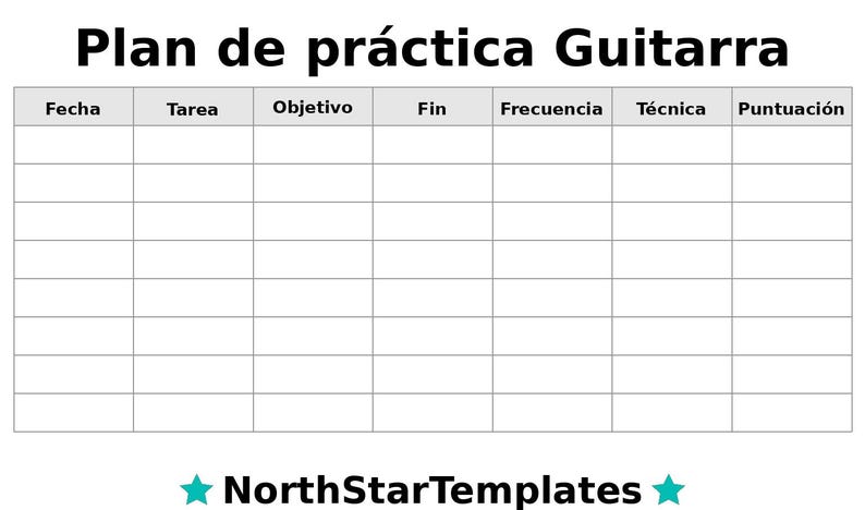 Guitar Practice Plan Premium Printable and Editable Template DE EN ES ...