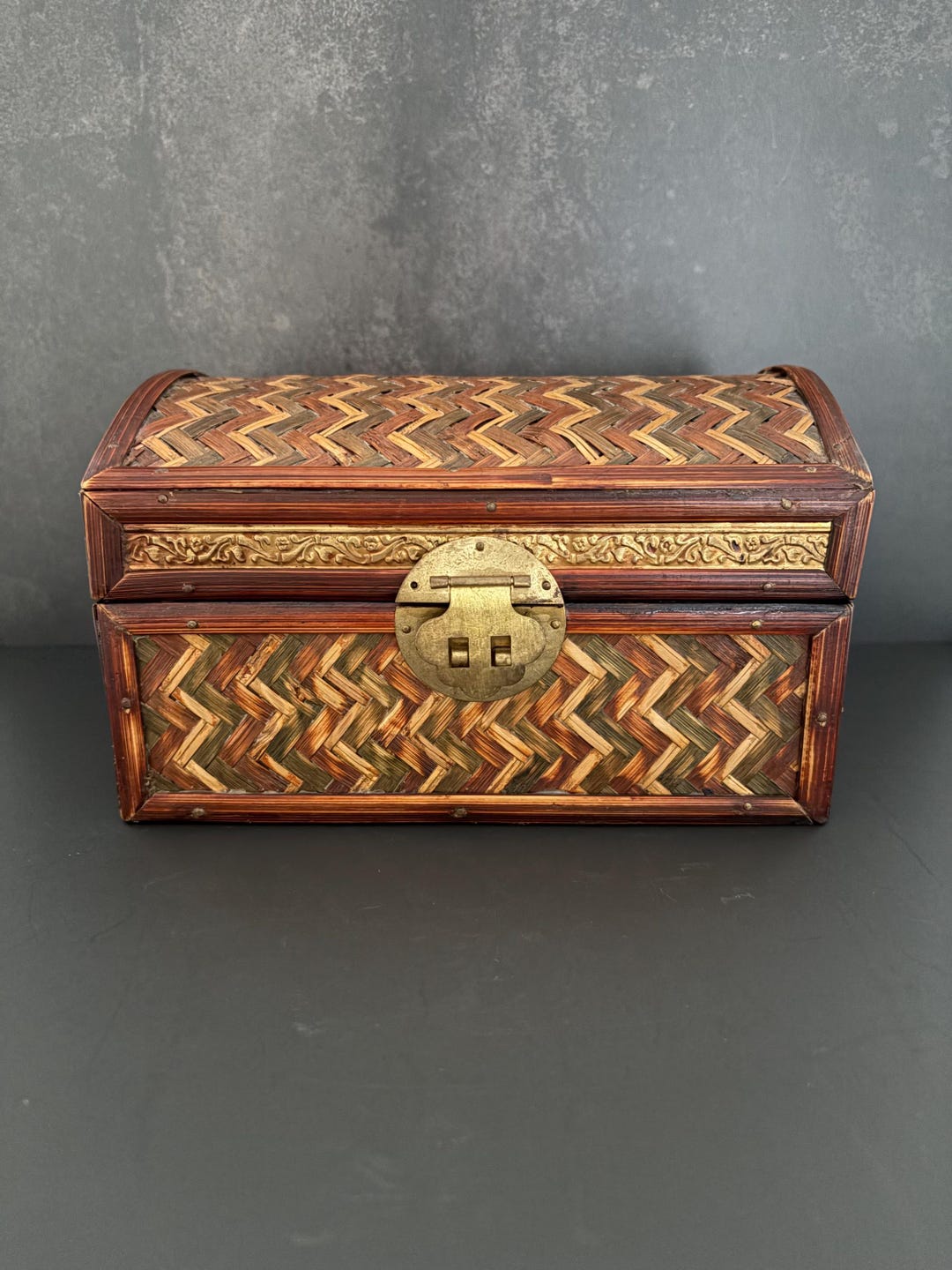 Vintage Bamboo & Rattan Treasure Chest With Brass Hardware - Etsy
