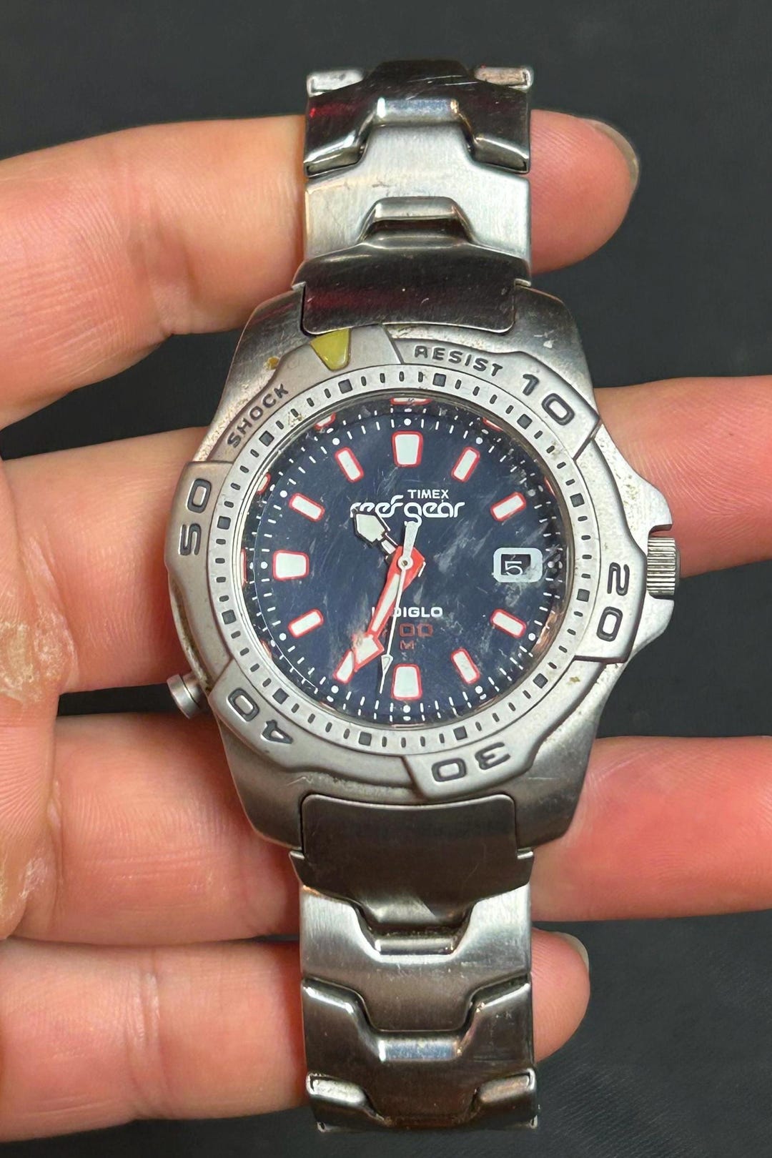Timex Reef Gear Indiglo 200M Diver Watch Stainless Steel Date (not ...