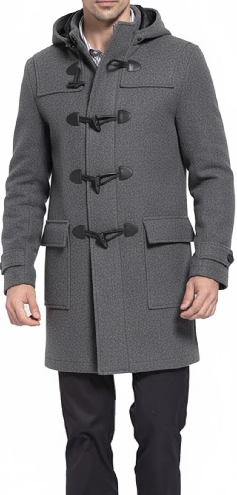 Men’s Wool Blend Toggle Duffle Coat – Hooded Winter Outerwear - Etsy