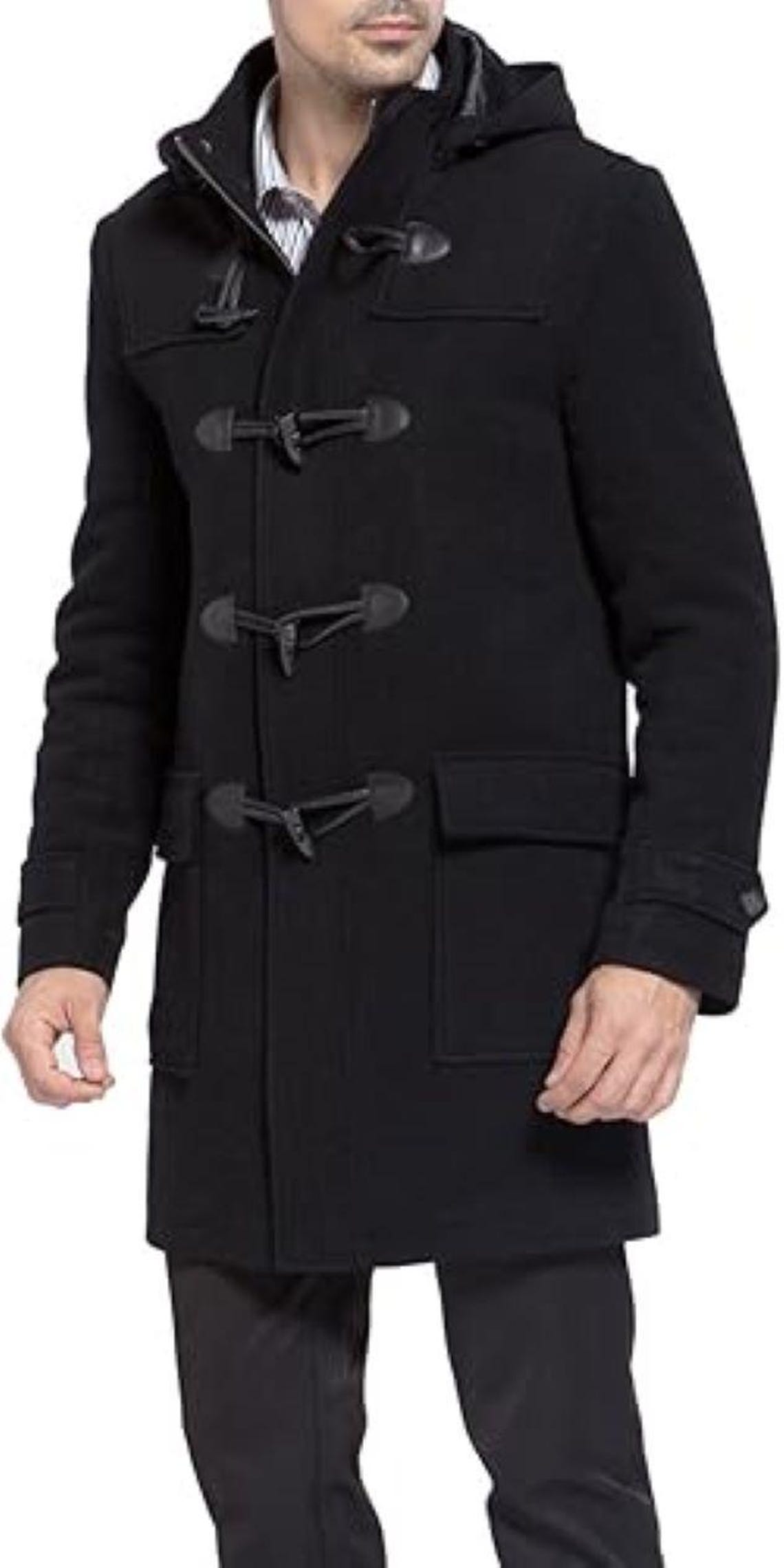 Men’s Wool Blend Toggle Duffle Coat – Hooded Winter Outerwear - Etsy