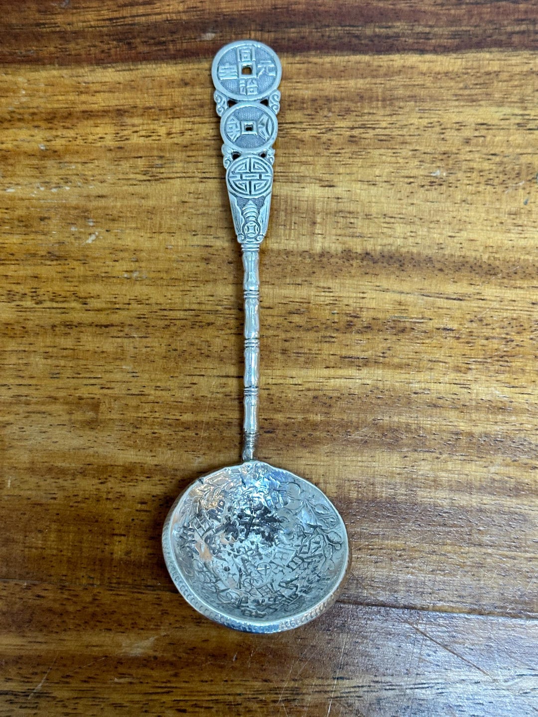 Vintage Chinese Export Silver Souvenir Spoon - Traditional Coin Design ...
