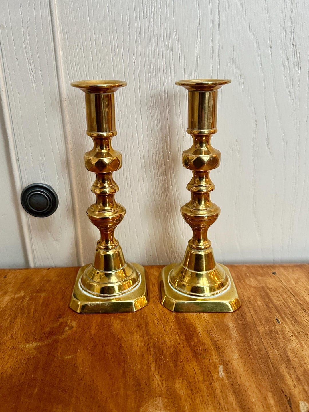 Pair of Antique Brass Candlesticks - 17.5 Cm Tall - Etsy