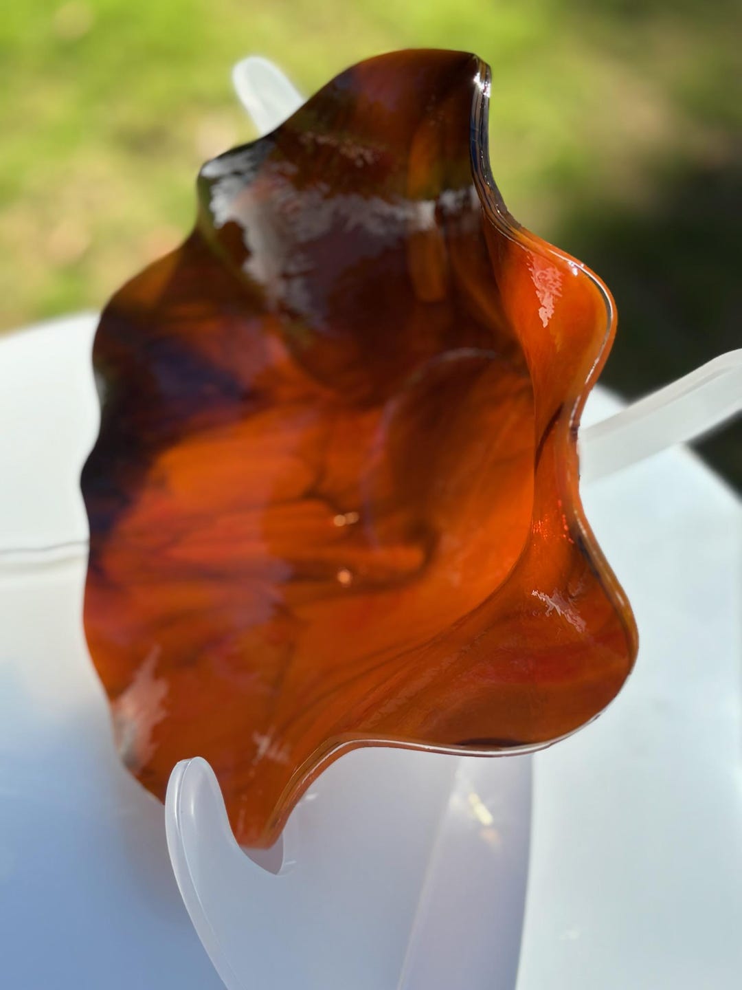 Orange Decorative Glass Bowl, Draped Edges, Multicolor Hues, - Etsy