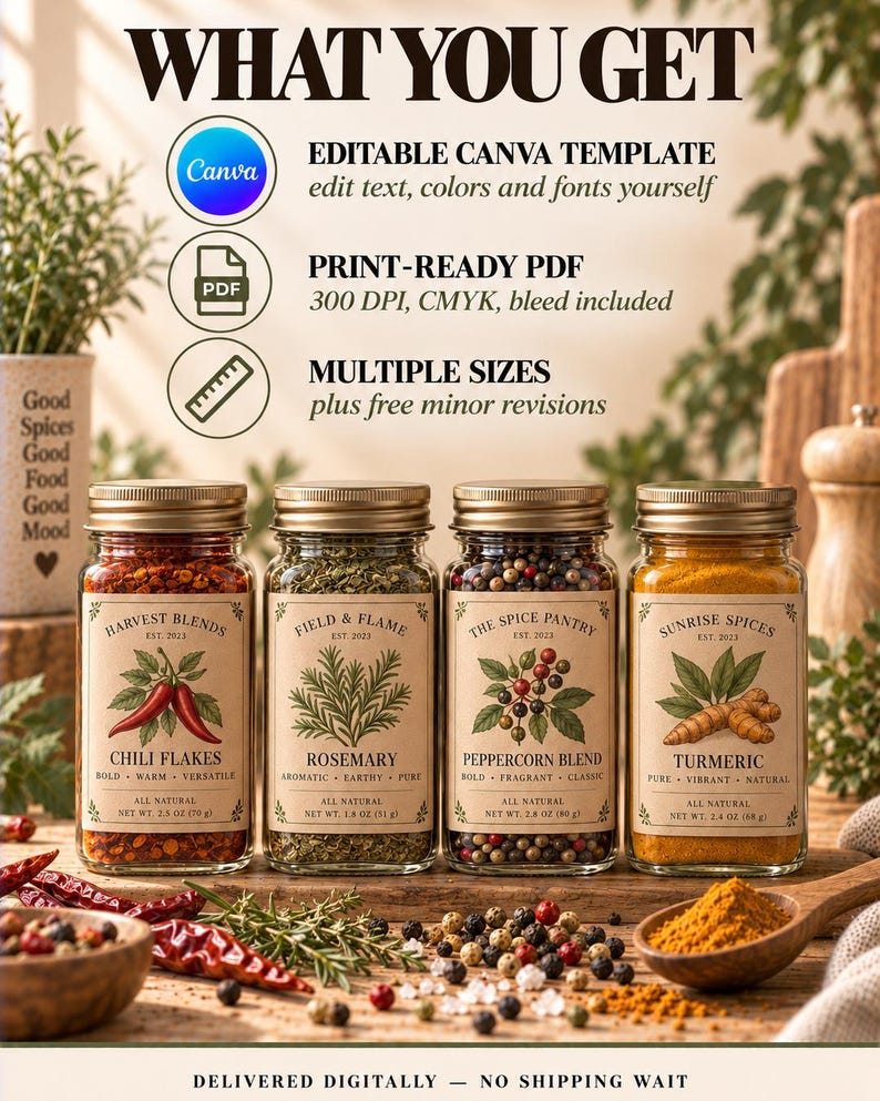 Custom Spice Label Design | Spice Jar & Round Spice Labels | Seasoning ...