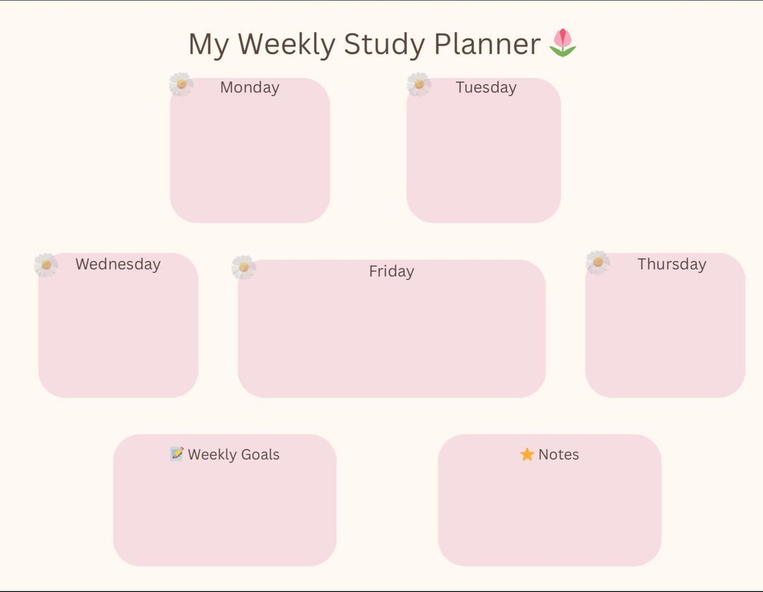 Cute Weekly Study Planner Printable | Student Planner | Pastel Study ...