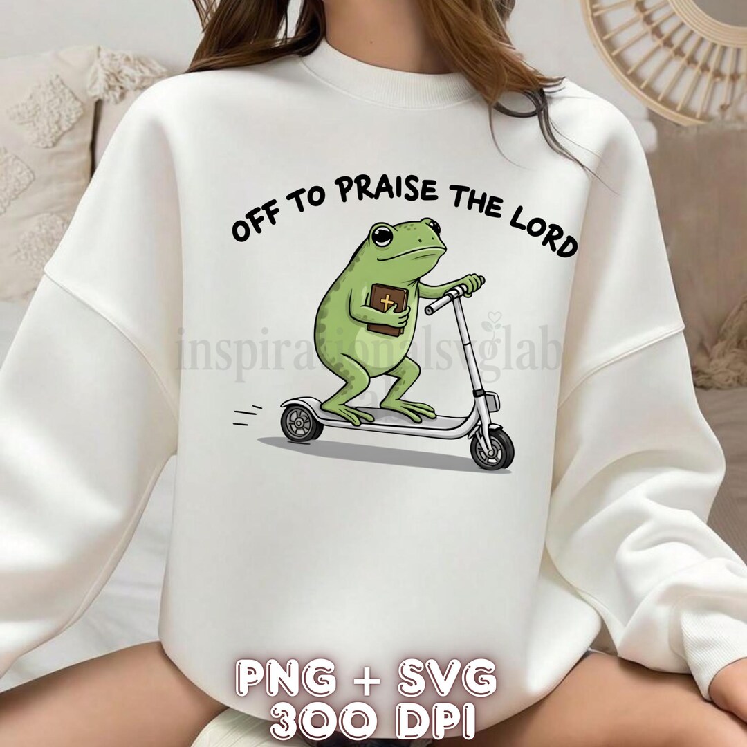 Funny Frog Christian T-shirt, Funny Frog off to Praise the Lord, Bible ...