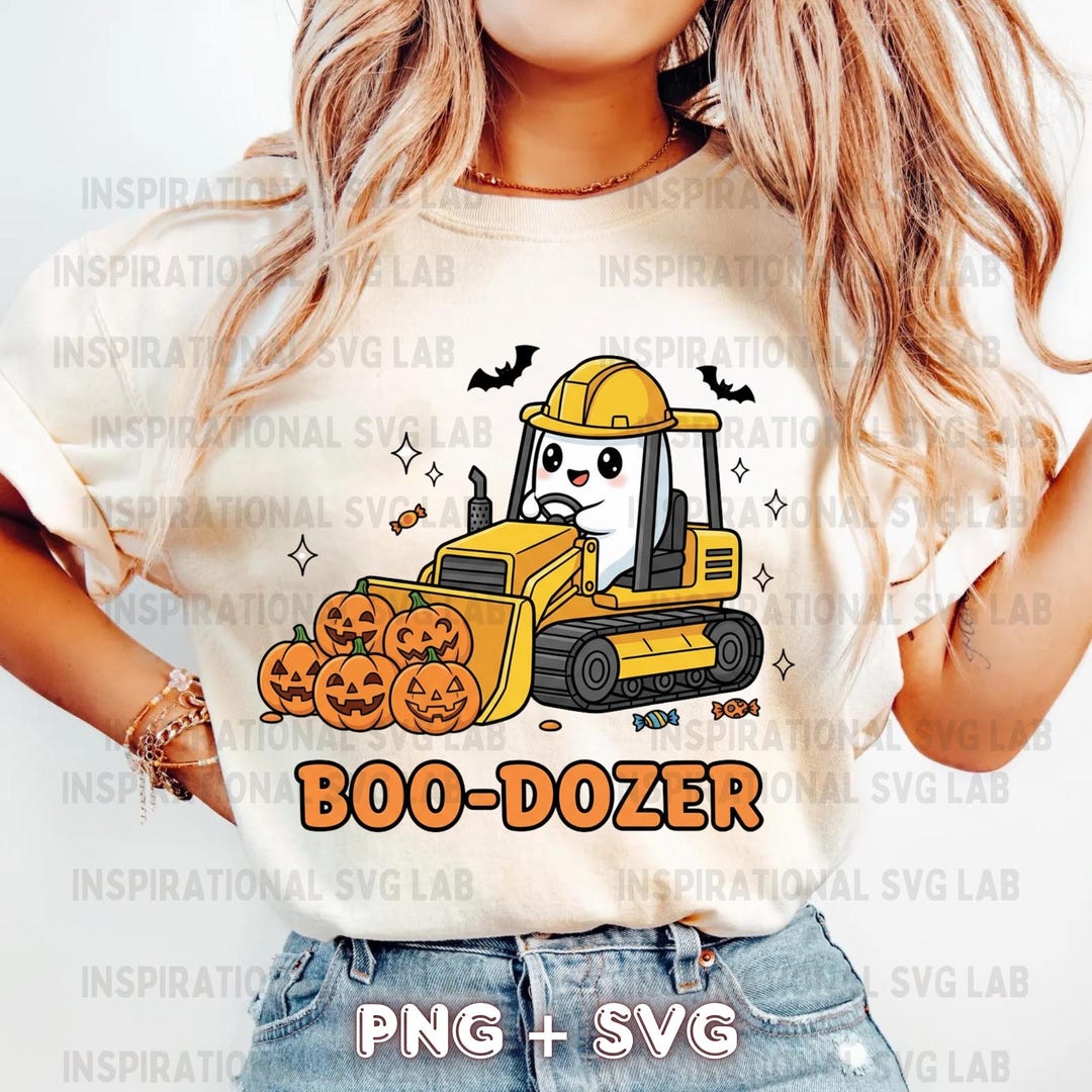 Boo Dozer Halloween Clipart: Ghost Tractor Pumpkin Design (PNG SVG ...