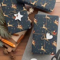 Santa Claus Wrapping Paper, Holiday Gift Wrap, Christmas Tree Paper ...