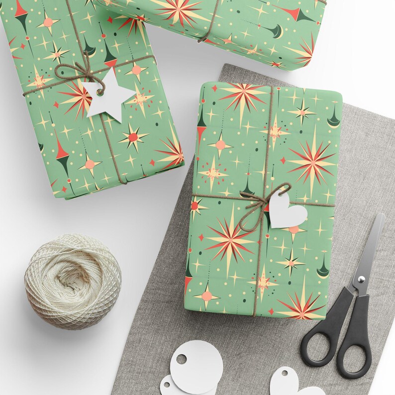 Wrapping Paper Mid-century Star Christmas | Matte or Glossy | 3 Sizes ...