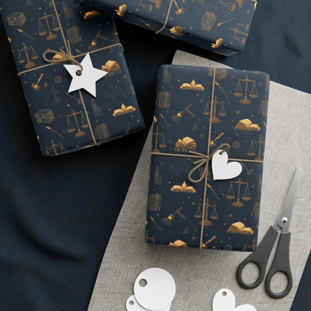 Lawyer Wrapping Paper in Navy and Gold Design for Attorneys and Legal ...