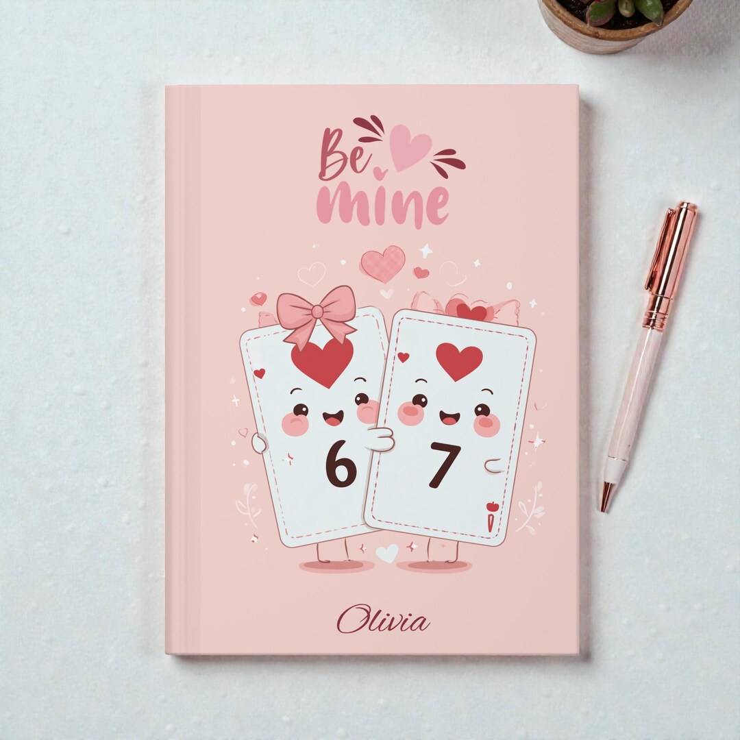 Personalized Valentine Notebook Cute Playing Cards Hardcover Journal - Etsy