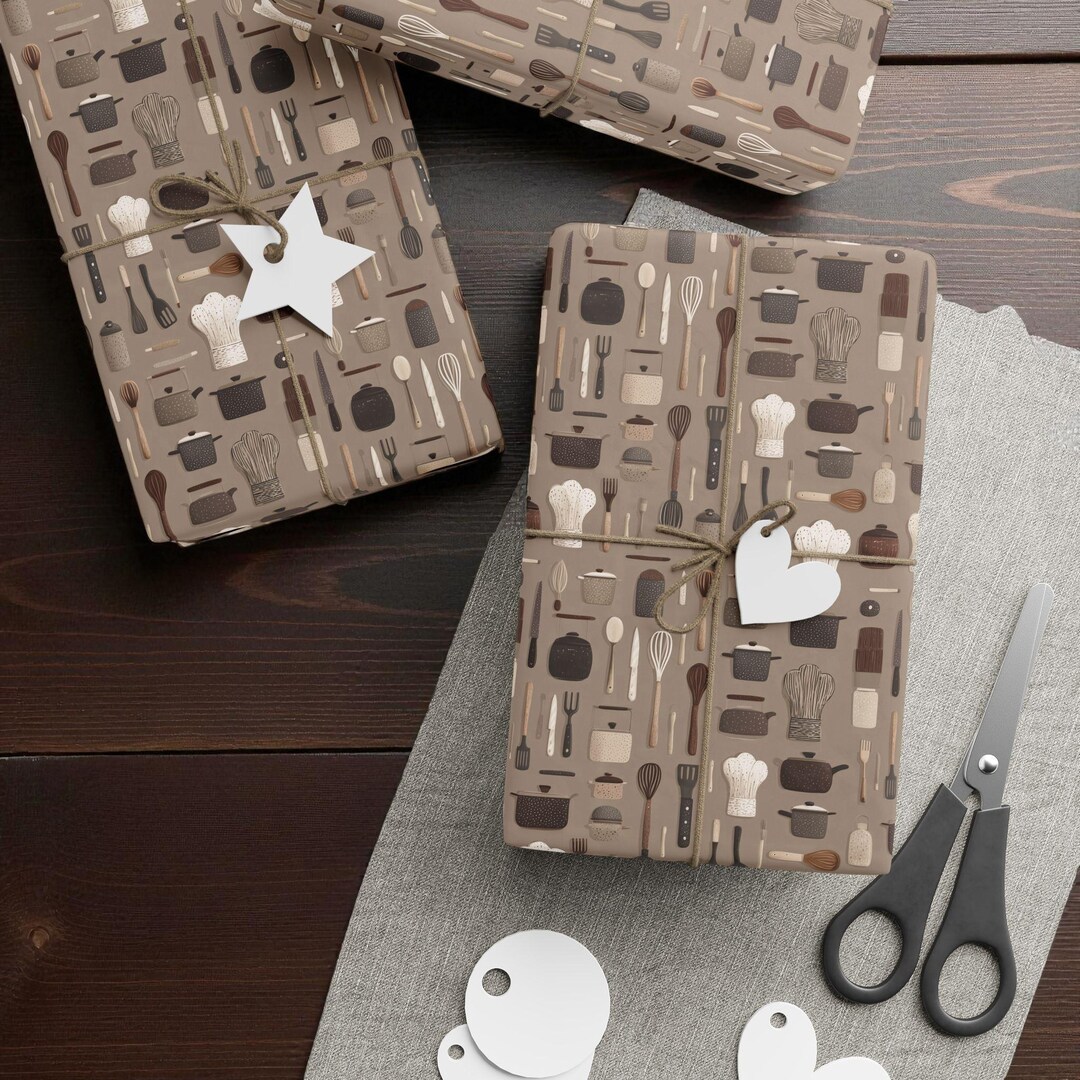 Chef Wrapping Paper in Neutral Brown Design for Bakers and Culinary ...