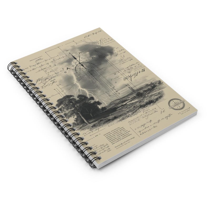 Spiral Notebook Vintage Physics and Storm Design Gift for Scientist or ...