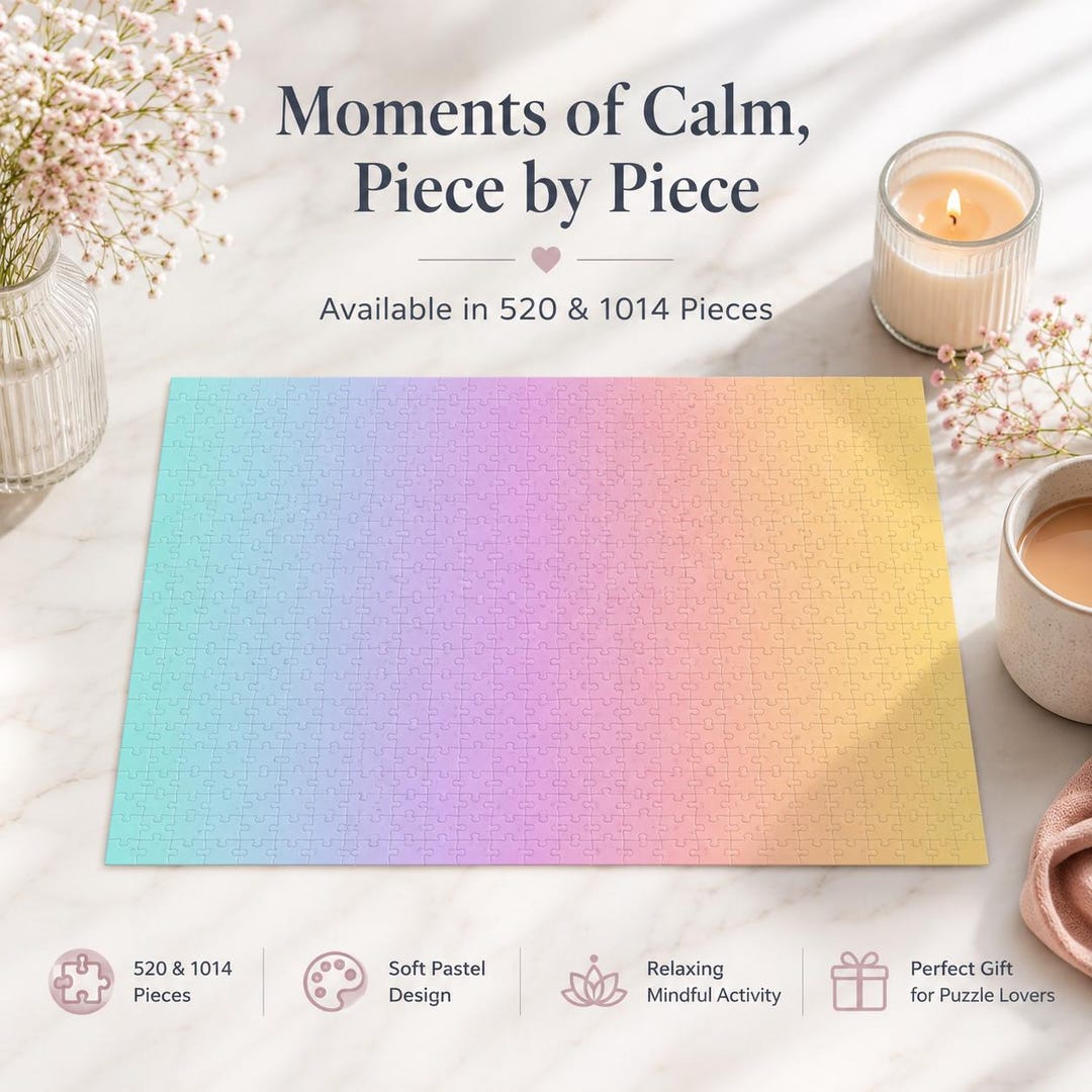 Pastel Gradient Puzzle: Soft Color Relaxing Challenge, 1000 or 500 ...