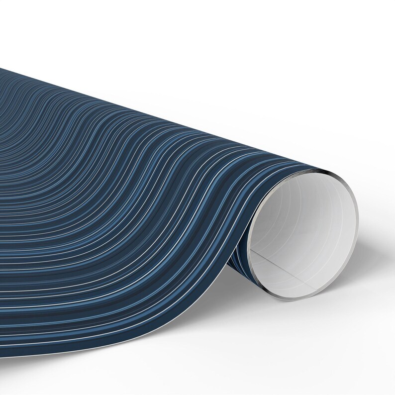 Blue Striped Wrapping Paper Minimal Gift Wrap Modern Neutral Packaging ...