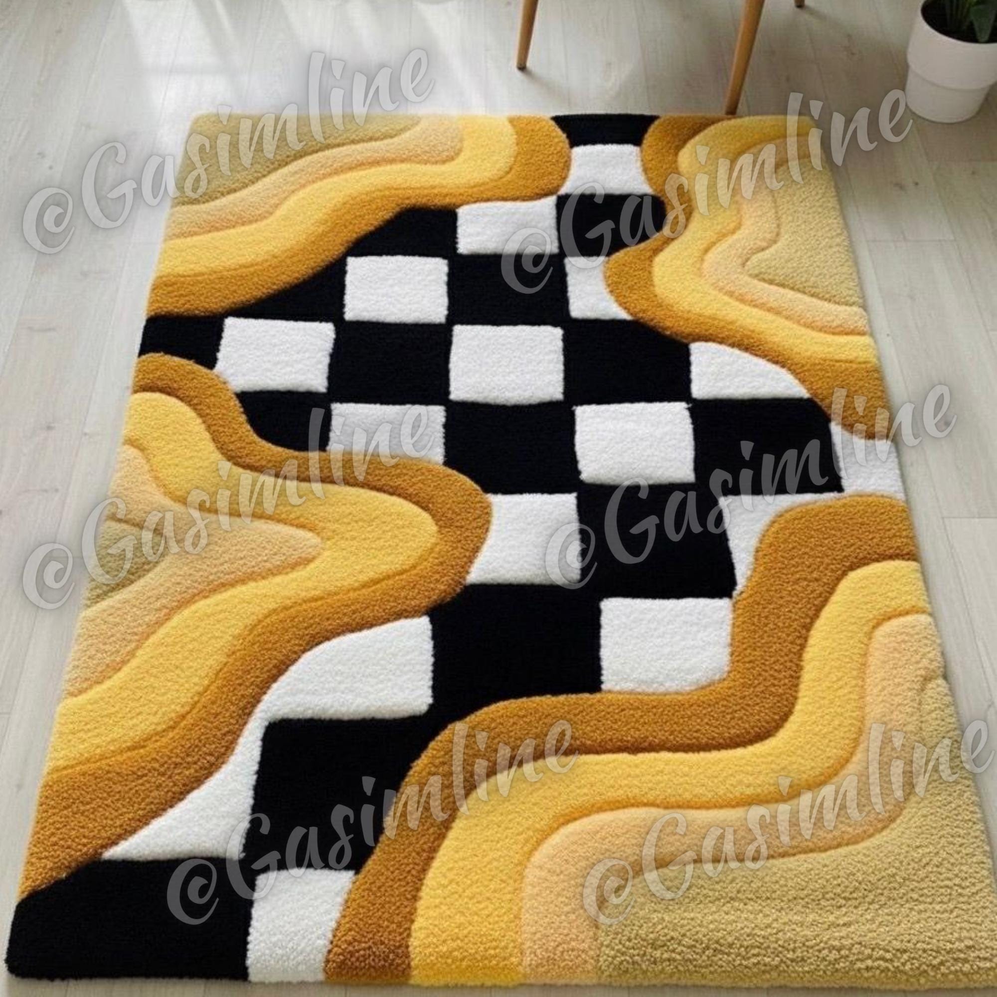Handmade Tufted Checkered Rug - Etsy