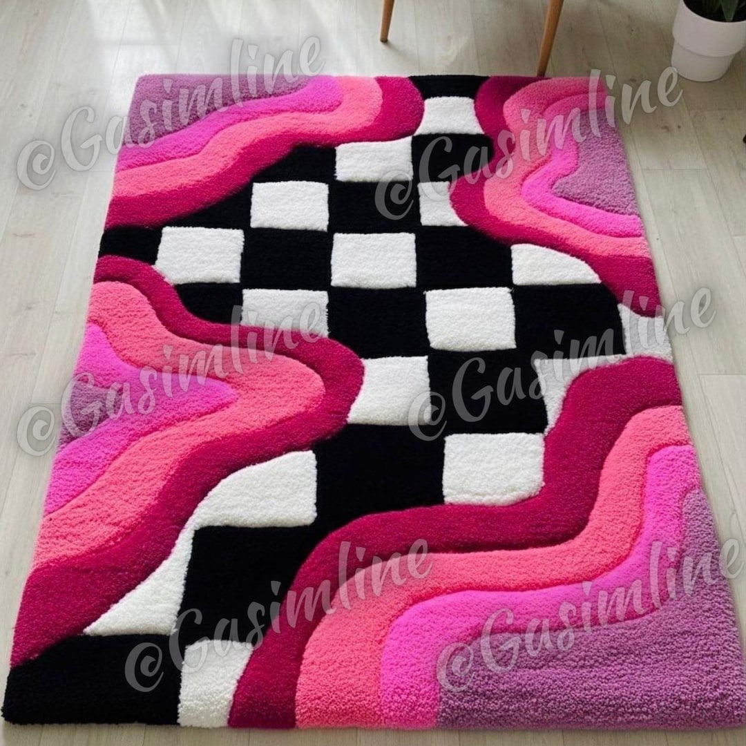 Handmade Tufted Checkered Rug - Etsy