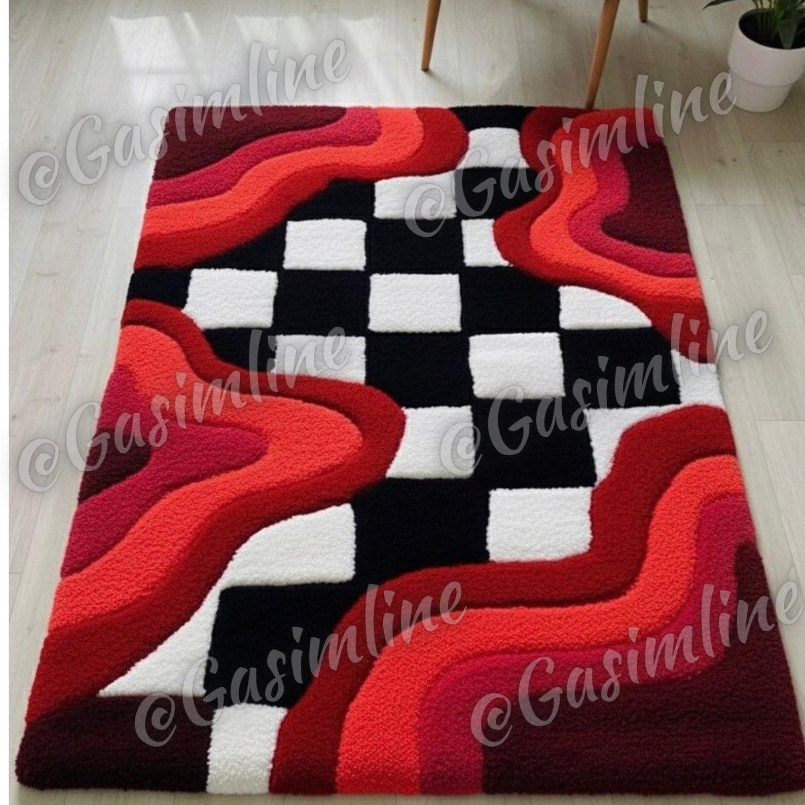 Handmade Tufted Checkered Rug - Etsy