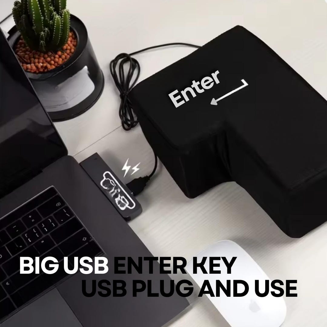 Giant Enter Key Stress Pillow – Funny Desk Stress Relief Cushion ...
