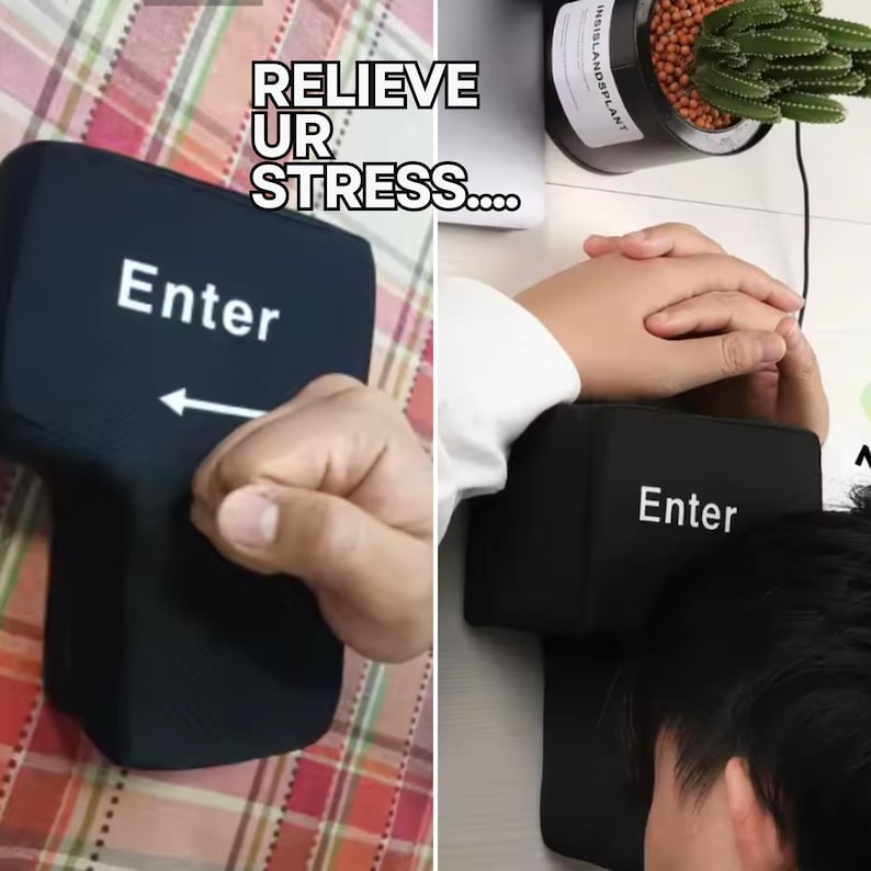 Giant Enter Key Stress Pillow – Funny Desk Stress Relief Cushion ...