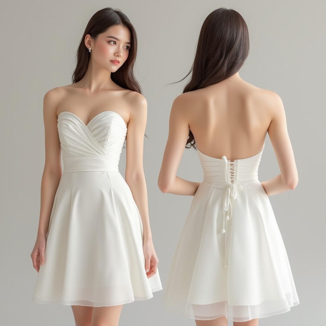 Short Ivory Strapless Wedding Dress – Sweetheart Neckline Bridal Gown ...
