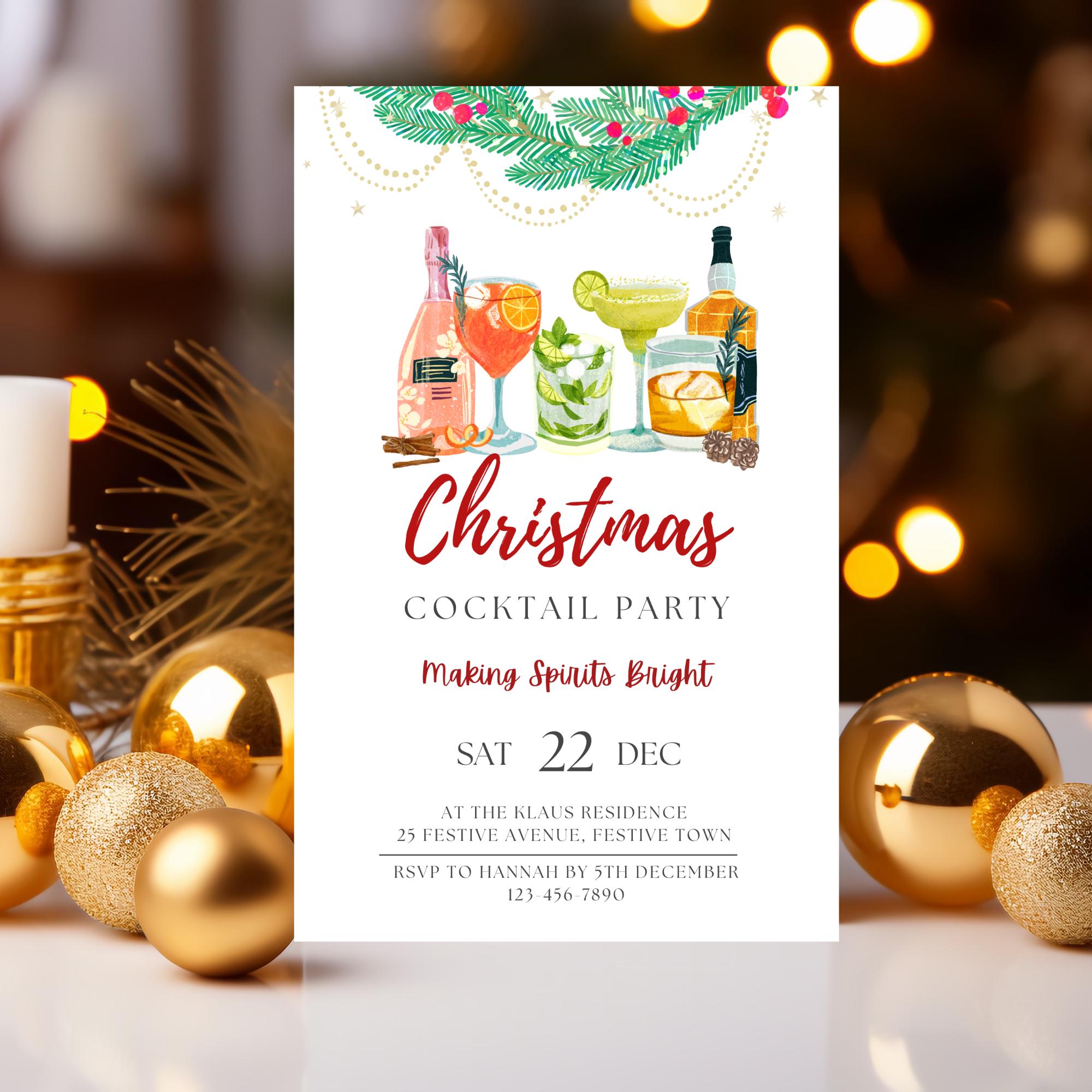 Editable Christmas Cocktail Party Invitation Template - Etsy