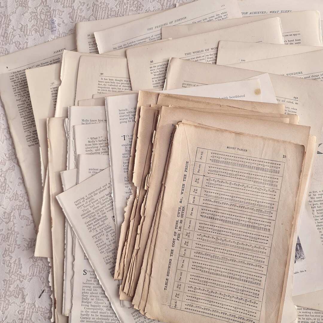 50 Antique Book Pages - 1880s-1930s With Text and Illustrations ...
