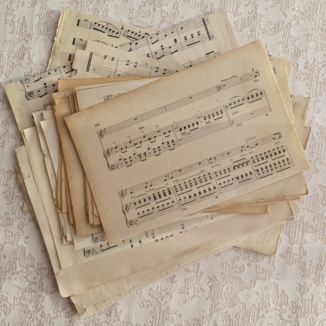 29 Antique Music Sheet Pages Large Vintage Paper Ephemera 1870s-1930s ...