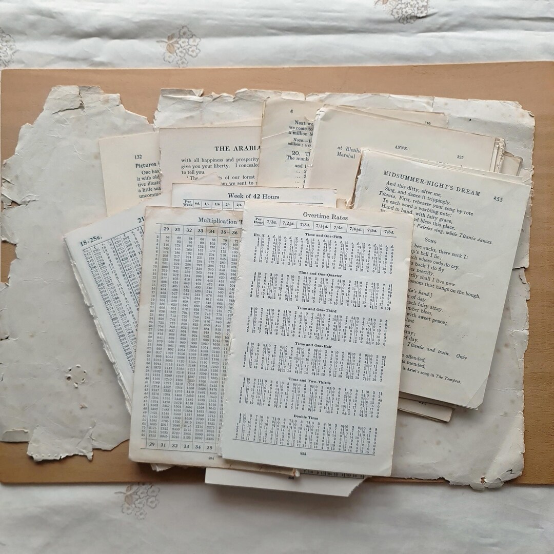 100 Antique Book Pages Creamy Aged Paper With Text and Illustrations ...