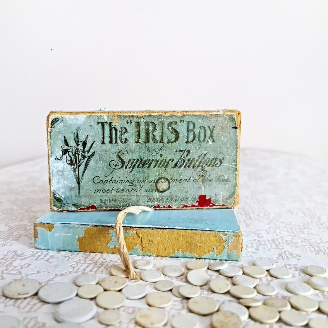 Antique Button Box - 'iris' Brand Linen Undergarment Buttons in ...