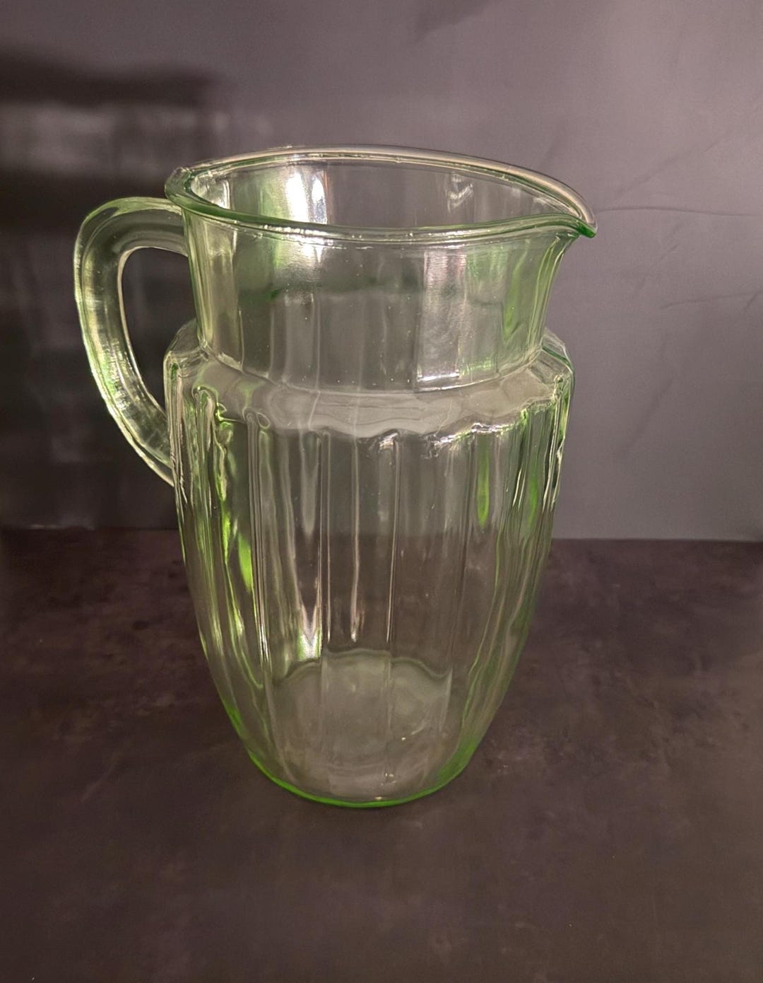 Uranium Glass Pitcher – Pillar Optic or Twitch Ellipse - Etsy