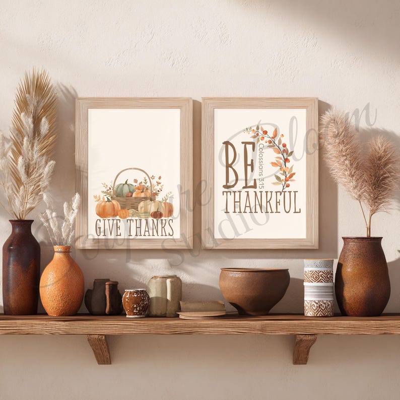 Thanksgiving Wall Art Set of 4, Fall Scripture Prints, Christian Home ...