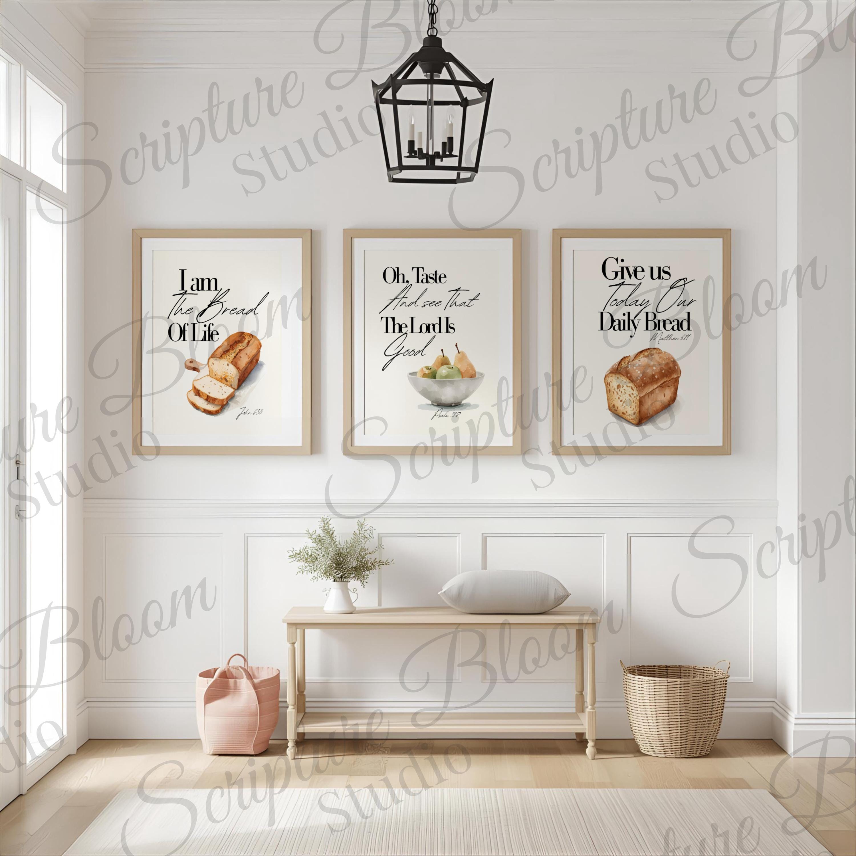 Christian Kitchen Wall Art Set of 3, Bible Verse Prints Digital ...