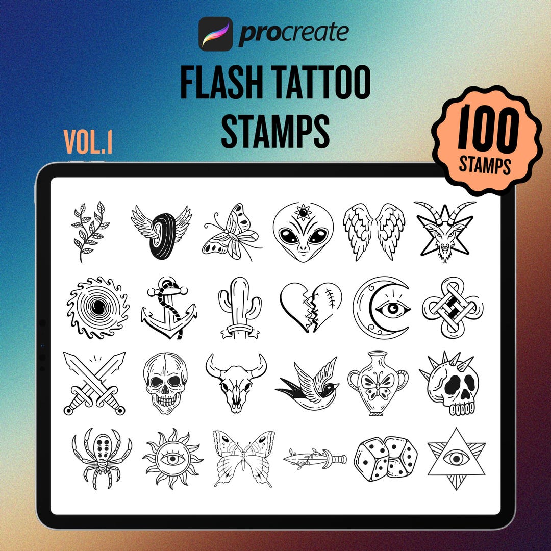 Procreate Flash Tattoo Design Bundle Vol.1 | Procreate Brushes ...