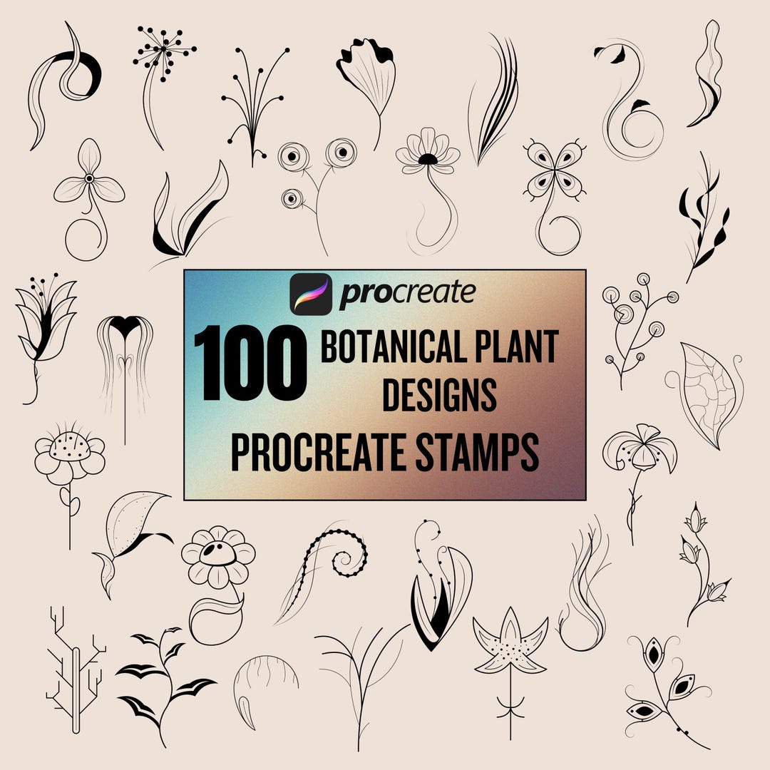 Botanical Plant Procreate Stamps, Procreate Brushes, Procreate Tattoo ...