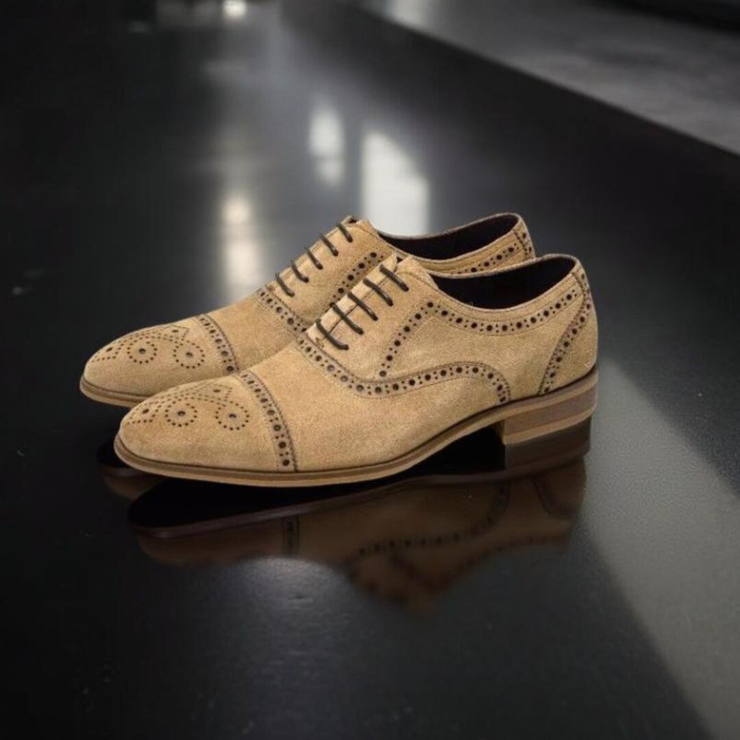 Genuine Leather British Retro Pointed Tip Business Nubuck Leather Shoes ...