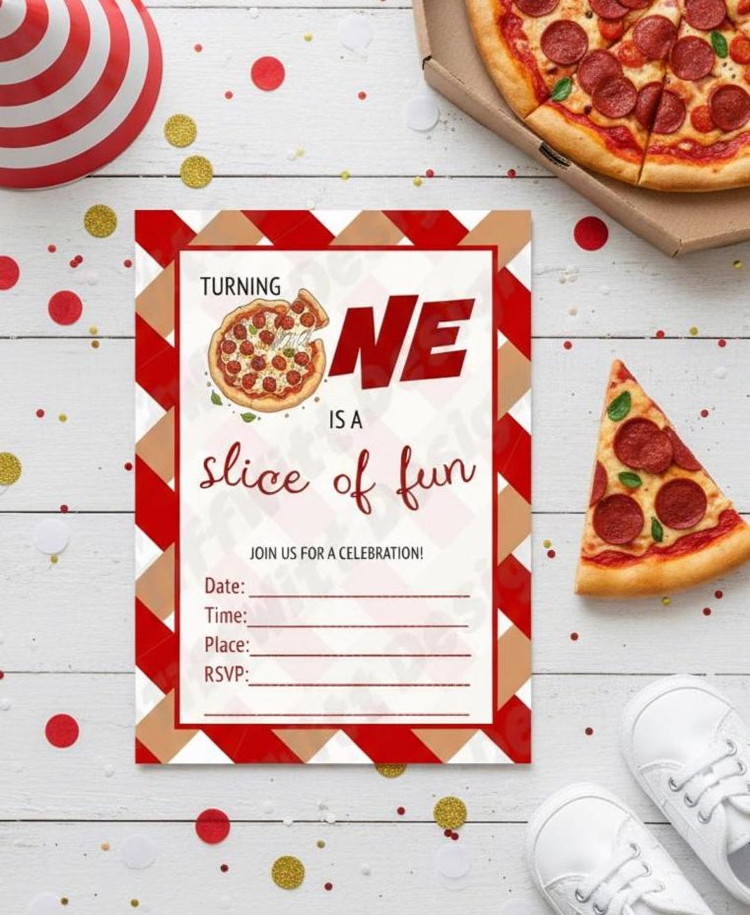 Pizza 1st Birthday Invitation, A Slice of Fun Party, First Birthday ...